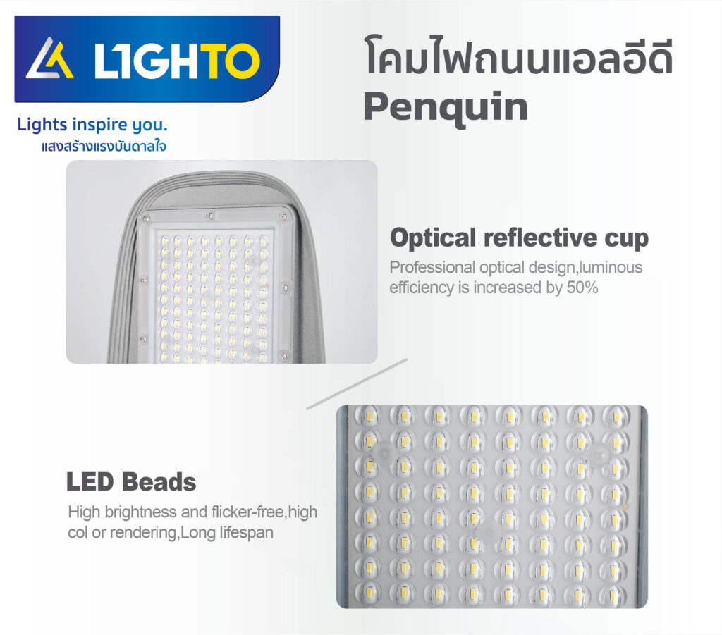 โคมไฟถนน Lighto-LED streetlilght-PENGUIN-200W - LED โคมไฮเบย์ ไฟถนน ...